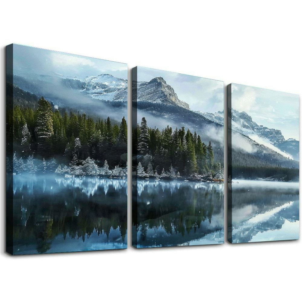 nygtbtfer Nature Scenes Canvas Wall Art: Window View Picture Lake ...