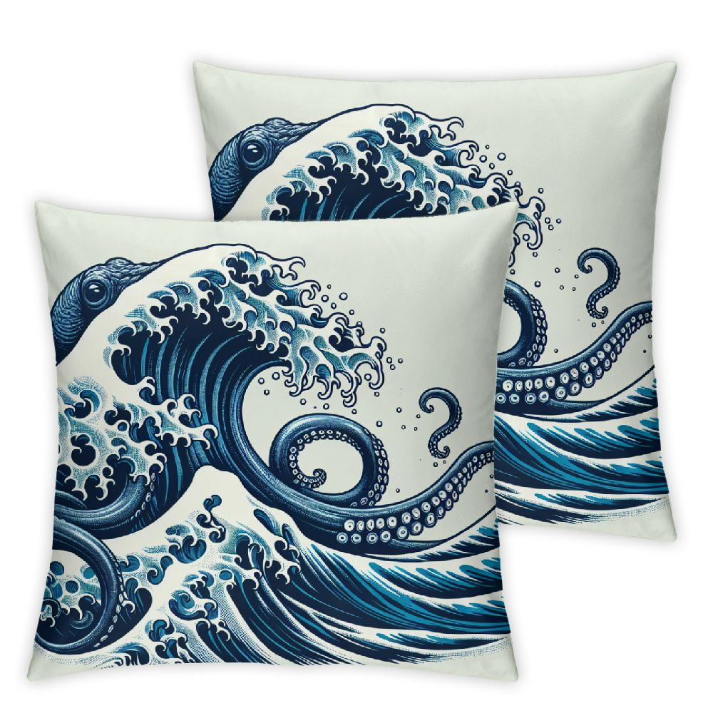 nygtbtfer Ocean Theme Coastal Throw Pillow Covers With Crab-Octopus ...