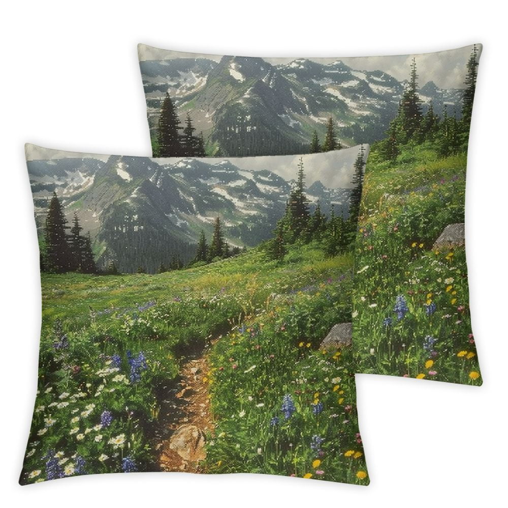 nygtbtfer Path Through Flowering Fields' Landscape Printed Throw ...