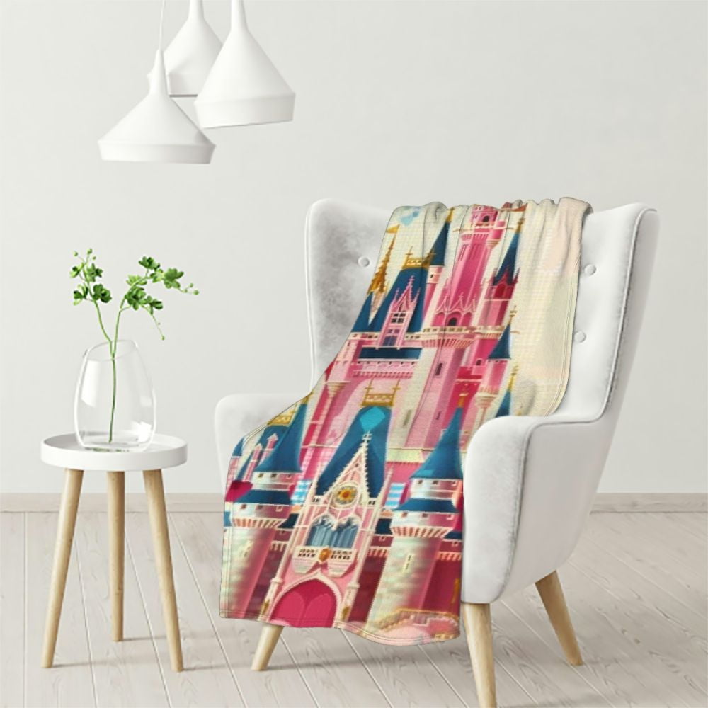 nygtbtfer Princess Theme Blanket Twin Pink Castle Dreamy Sherpa Blanket ...