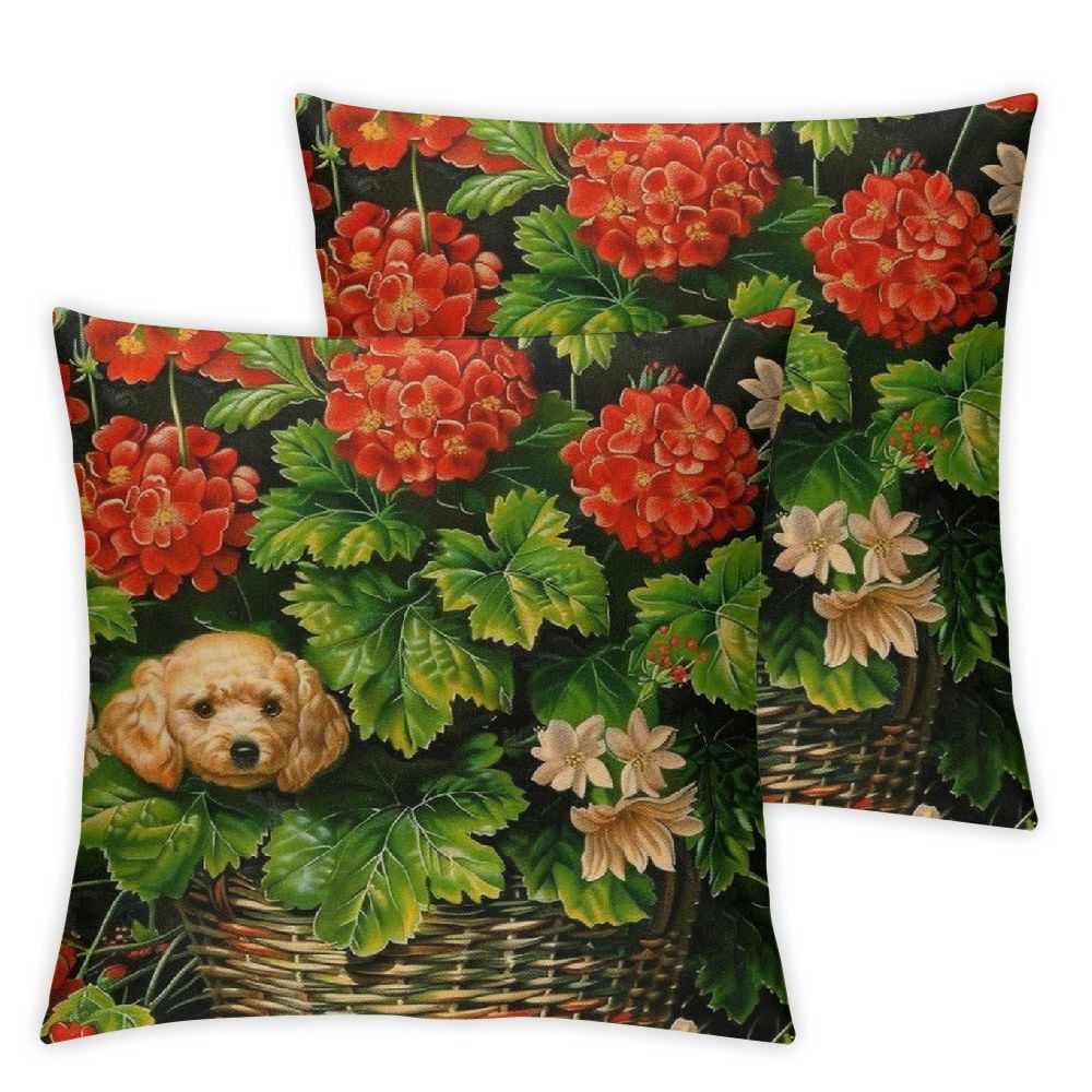nygtbtfer Red Geranium Flowers Decor Throw Pillow Covers Summer Plant ...