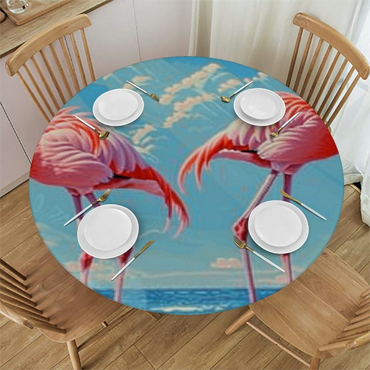 nygtbtfer Round Fitted Fitted Table Cloth for Round TableWipeable Round ...