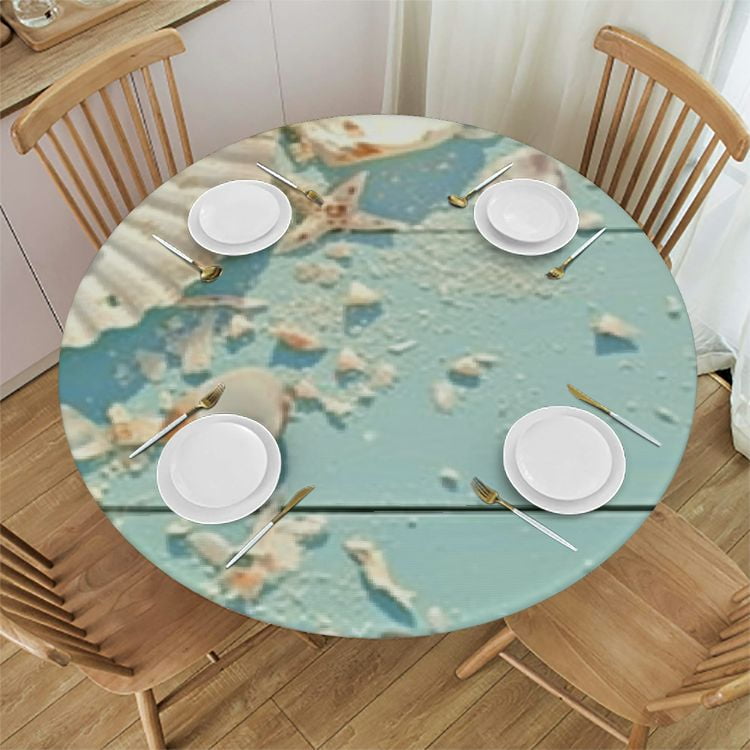 nygtbtfer Round Fitted Table Cover with Elastic Edge,Round Tablecloth ...