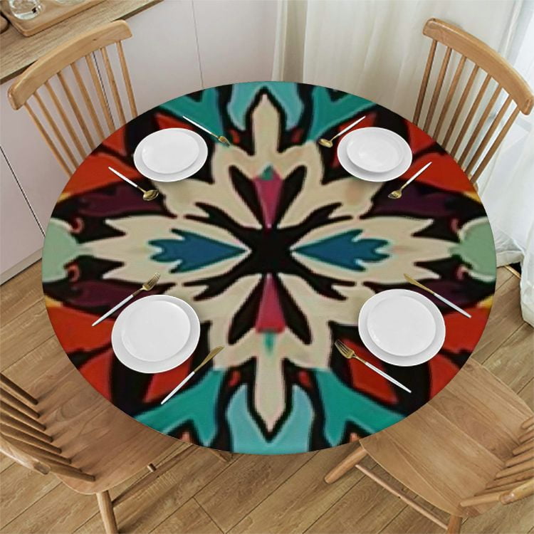 nygtbtfer Round Fitted Table Covers Elastic Edge Circle Tablecloth for ...
