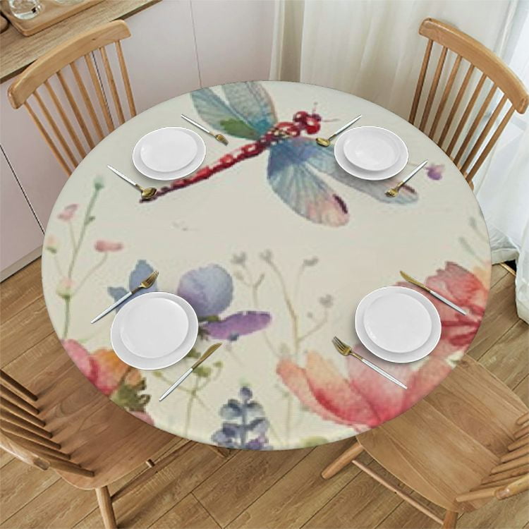 nygtbtfer Round Fitted Tablecloth with Elastic Round Outdoor Tablecloth ...