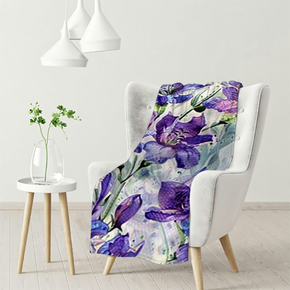 nygtbtfer Sherpa Throw Blankets Lavender Flower Flannel Blanket Purple ...