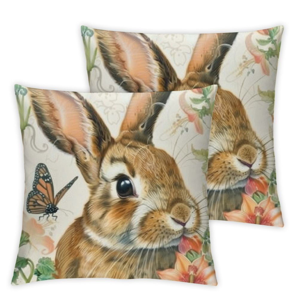 nygtbtfer Sping Bunny Throw Pillow Rabbit Floral Spring Decorative ...