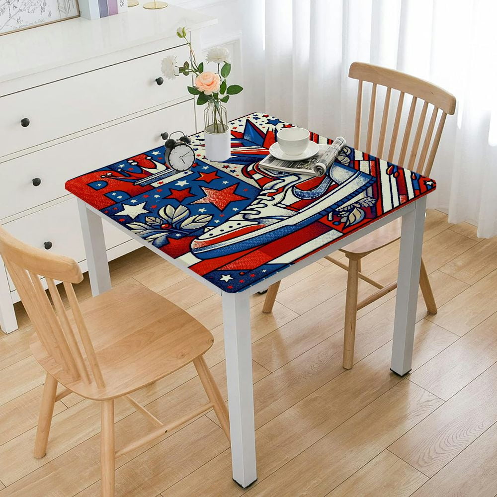 nygtbtfer Square Vinyl Flannel Backed Tablecloth, Patriotic Truck ...