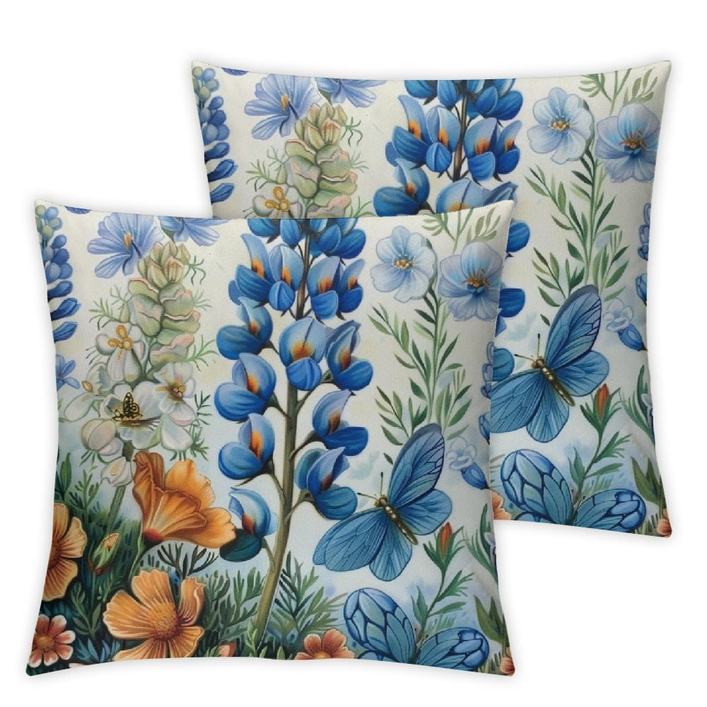 nygtbtfer Texas Wildflower Nature Throw Pillow, Multicolor White ...