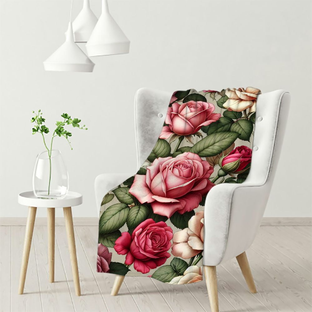 nygtbtfer Throw Blanket Roses and Super Soft Flannel Throw Blanket ...