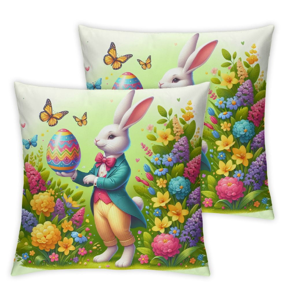 nygtbtfer Throw Pillows Rabbit Bunny with Floral Pillows Case ...