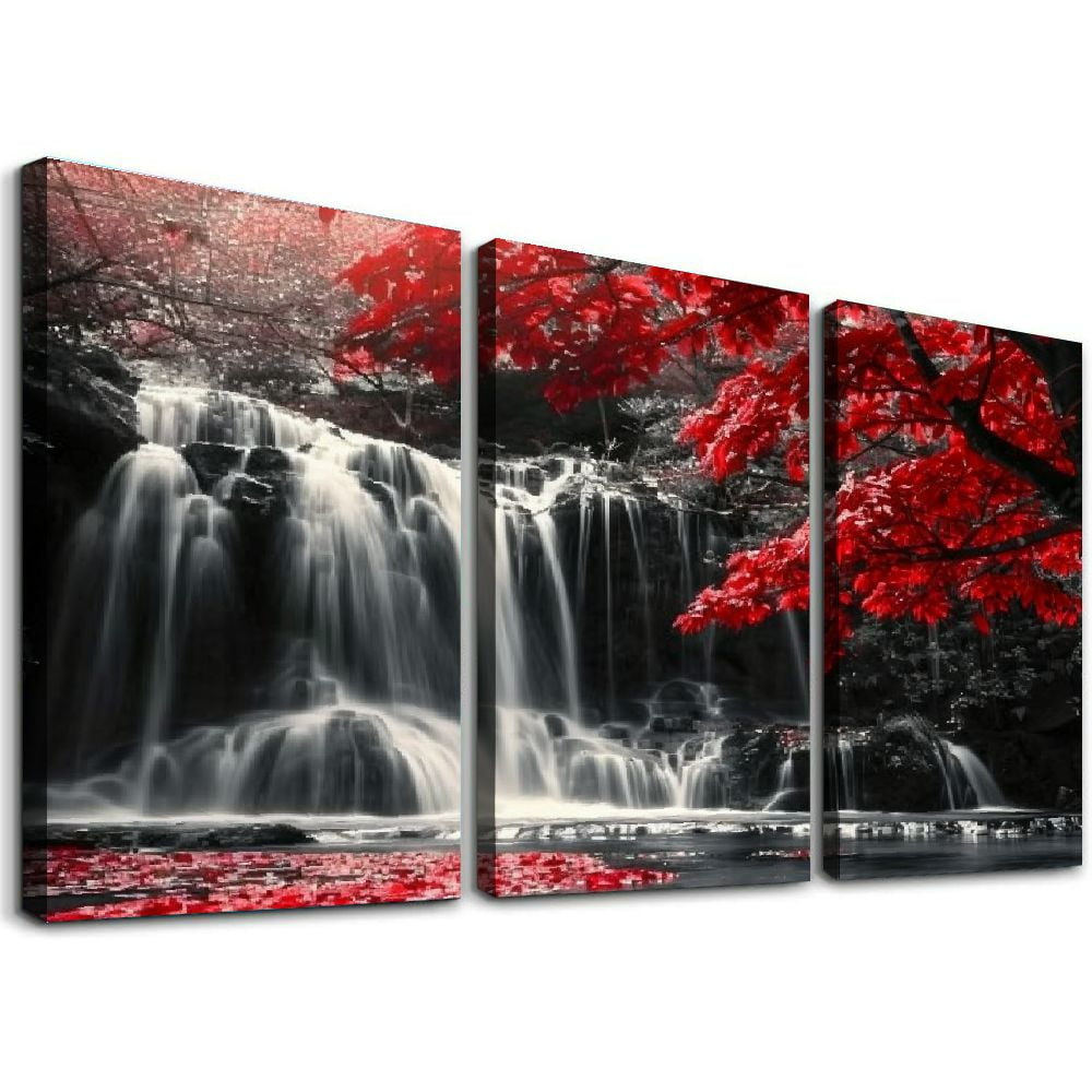 nygtbtfer Visual Art Decor 3 Pieces Forest Canvas Wall Art Black White ...