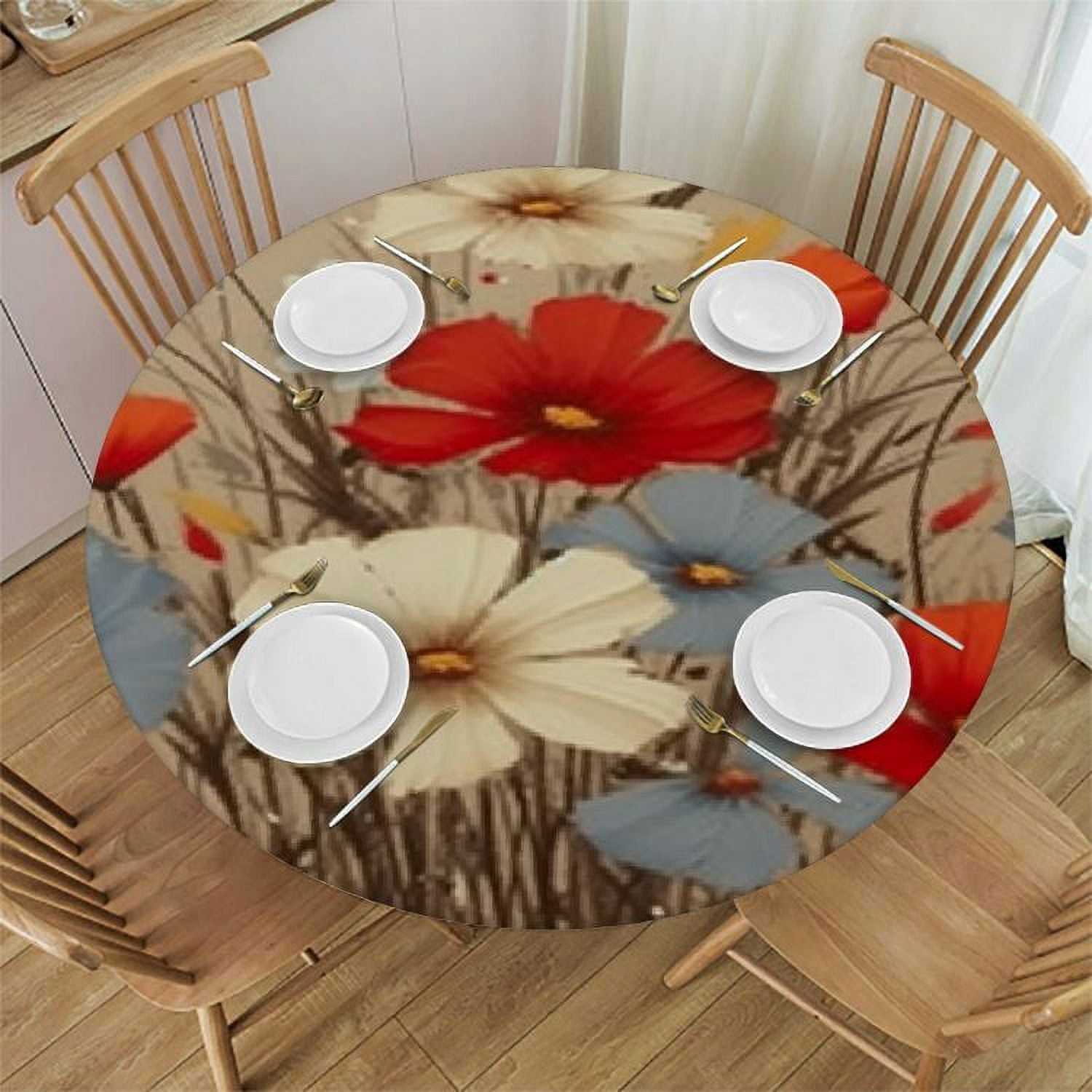 nygtbtfer Wild Flowers Round Fitted Tablecloth Fitted Table Cloth for ...