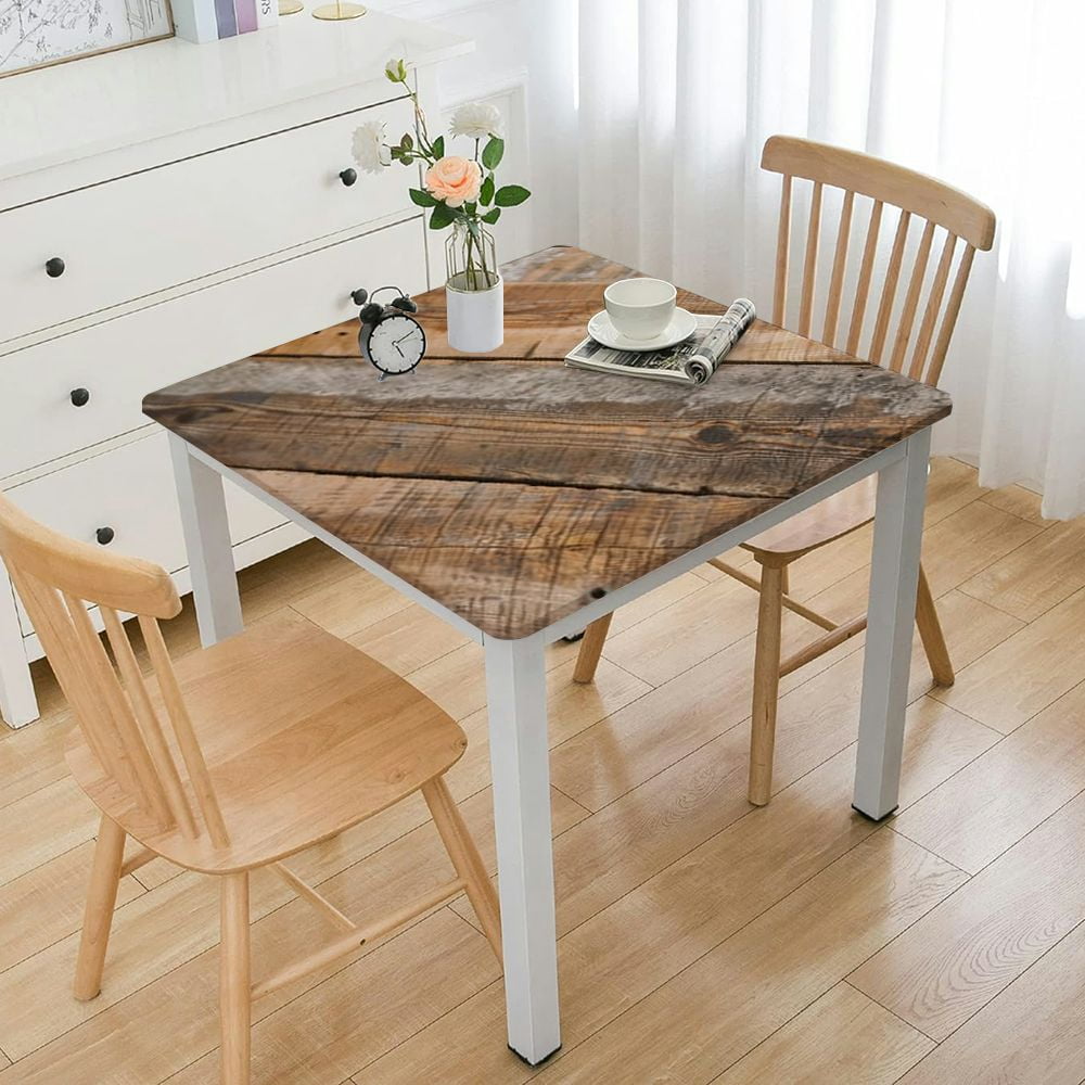 nygtbtfer Wood Plank Square Fitted Tablecloth, Wood Plank Texture Print ...