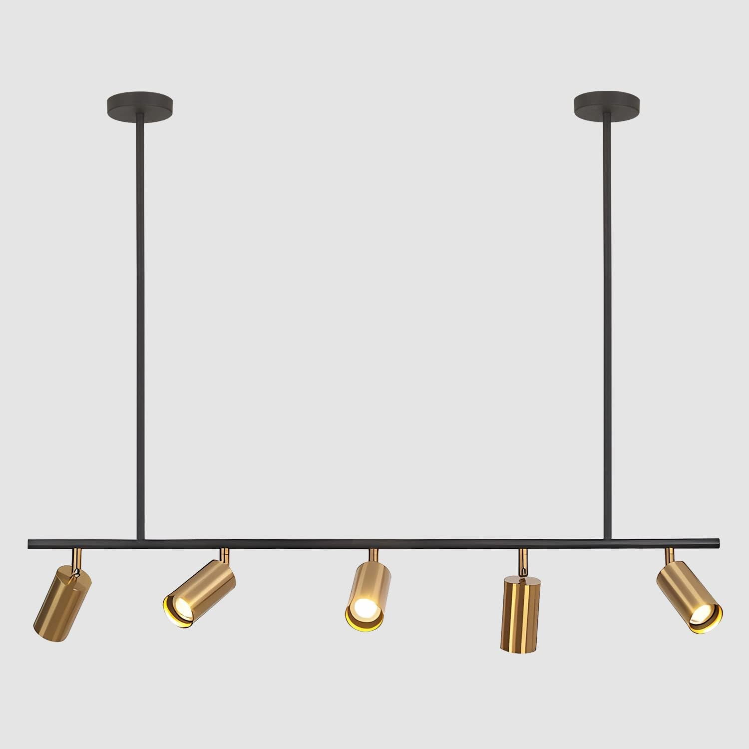 nyhumni Brass Gold 5-Light Track Lighting Pendant Mid Century Modern ...