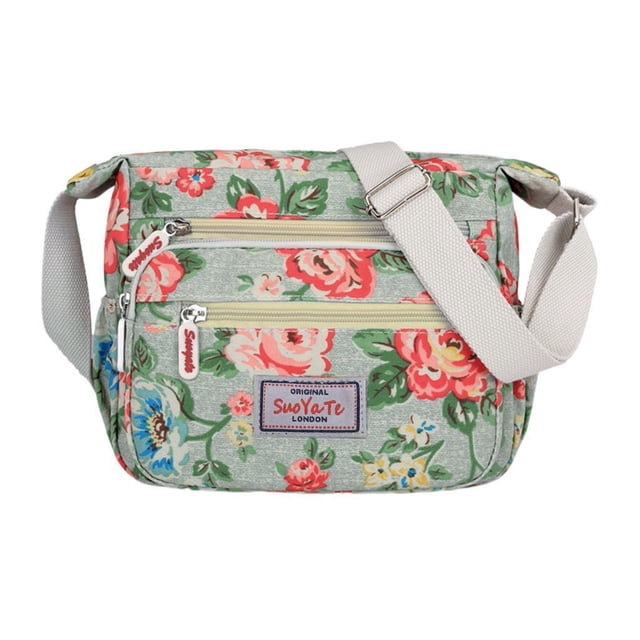 nylon floral crossbody bag for women travel handbags with adjustable ...