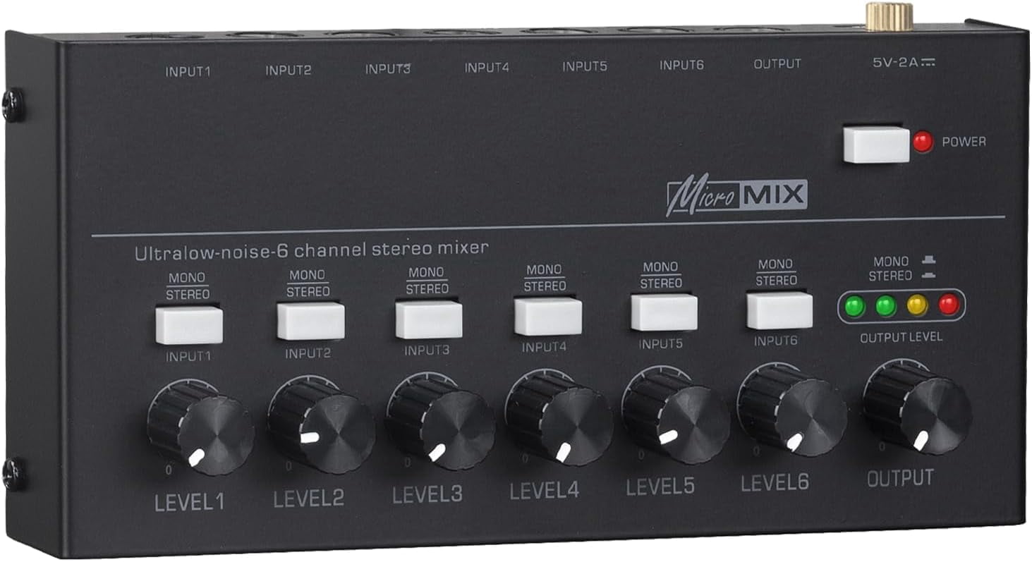 o Recording Mixer, 6-Channel Stereo Line Mixer for Sub-Mixing ...