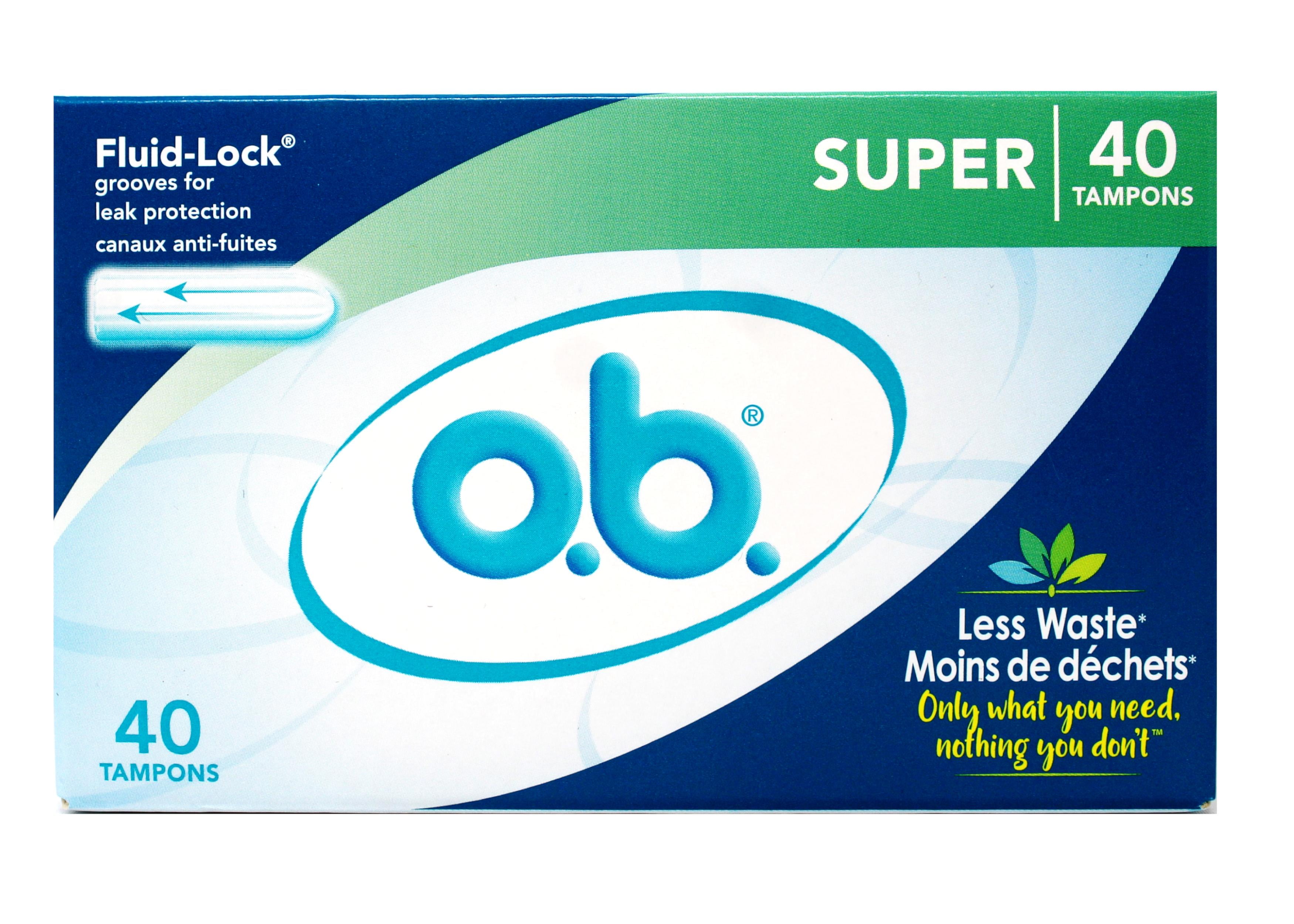 o.b. Tampons No Applicator, Unscented - 40ct, Applicator-Free Tampons ...