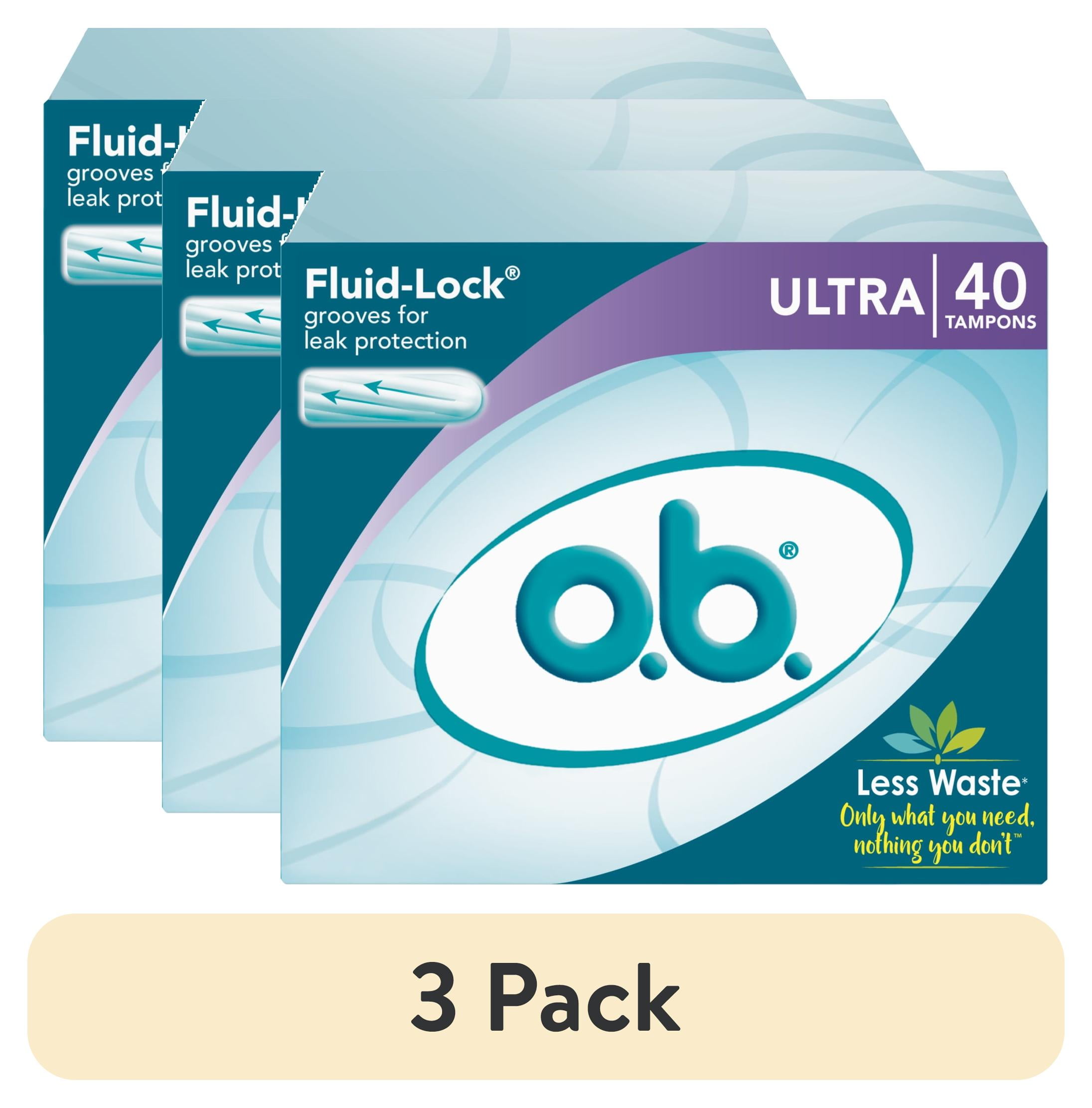 (3 pack) o.b. Tampons Ultra Absorbency, Applicator Free Tampons ...
