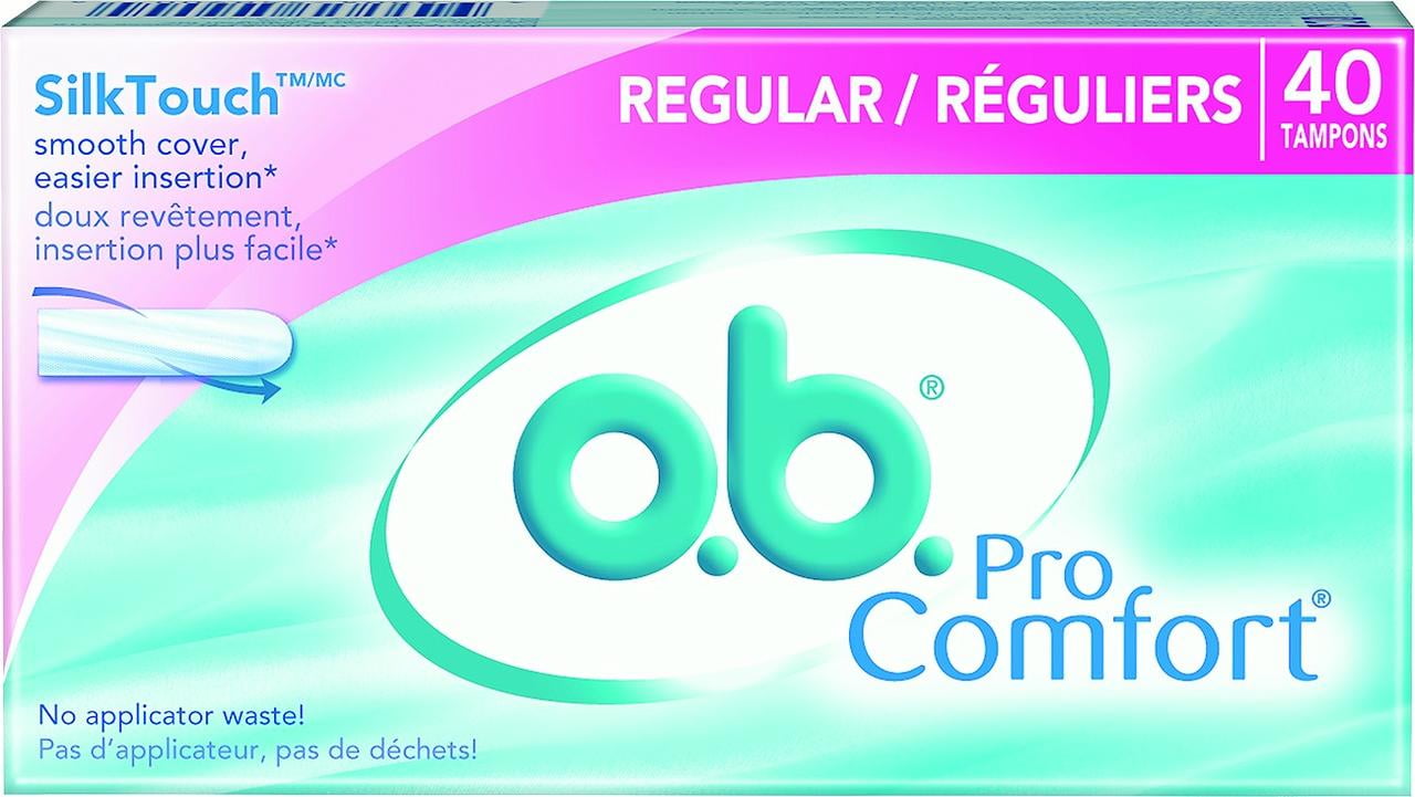 o.b. ProComfort Feminine Leak Guard Tampons, Regular, Unscented, 40 Ct ...