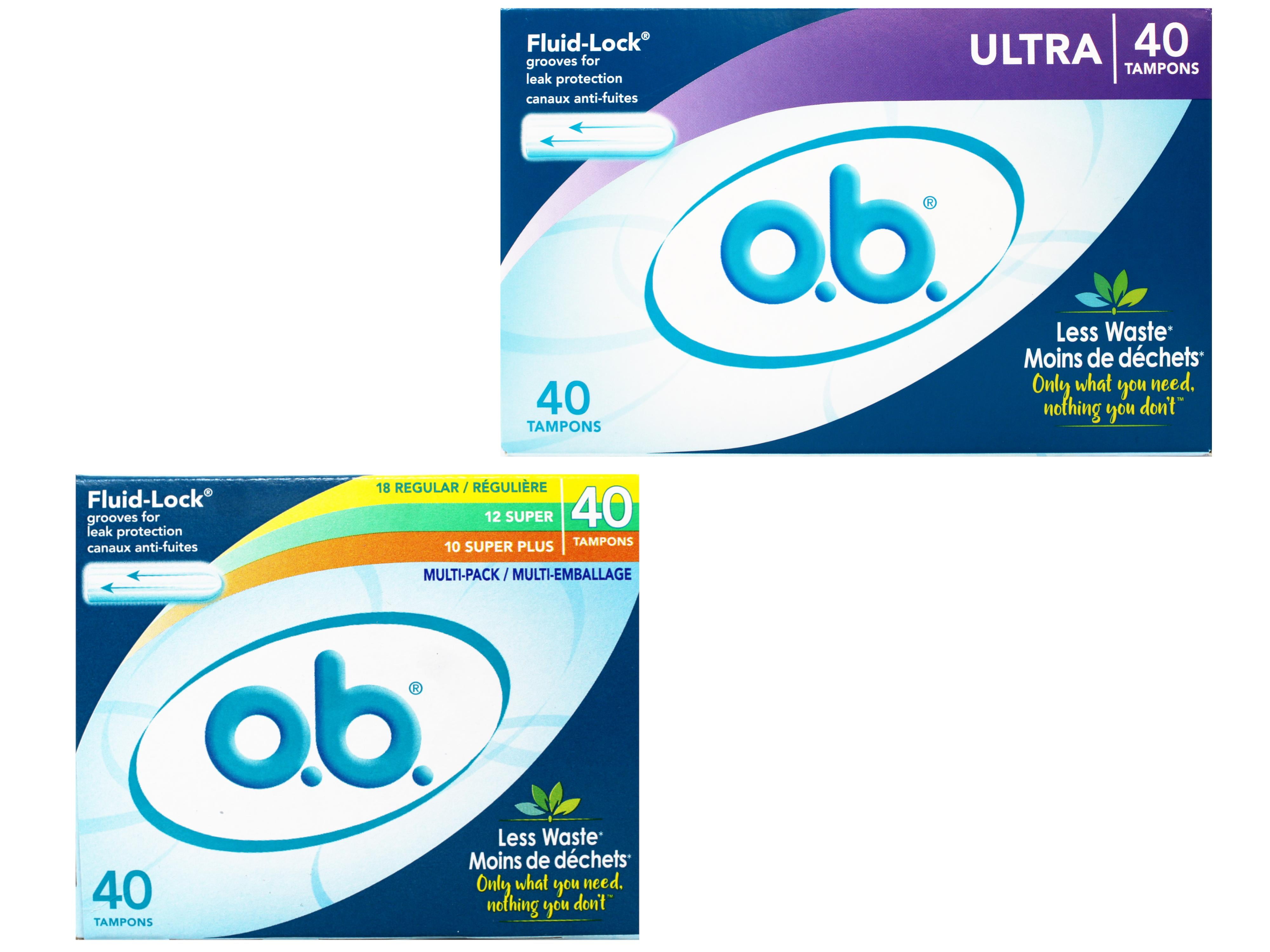 o.b. Tampons Multipack | Non-Applicator Tampon, 40ct and Ultra Tampons ...