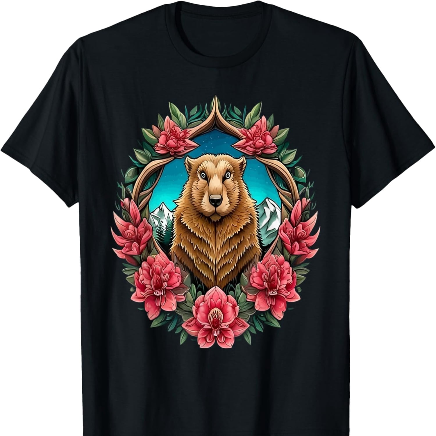 o1lympic Marmot Surrounded By A Wreath Of Rhododendron Tattoo T-S1Hirt ...