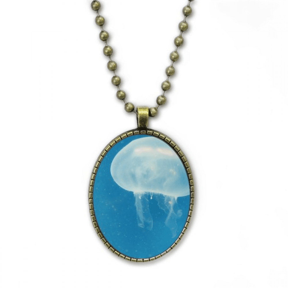 ocean jellyfish science nature picture necklace vintage chain bead ...