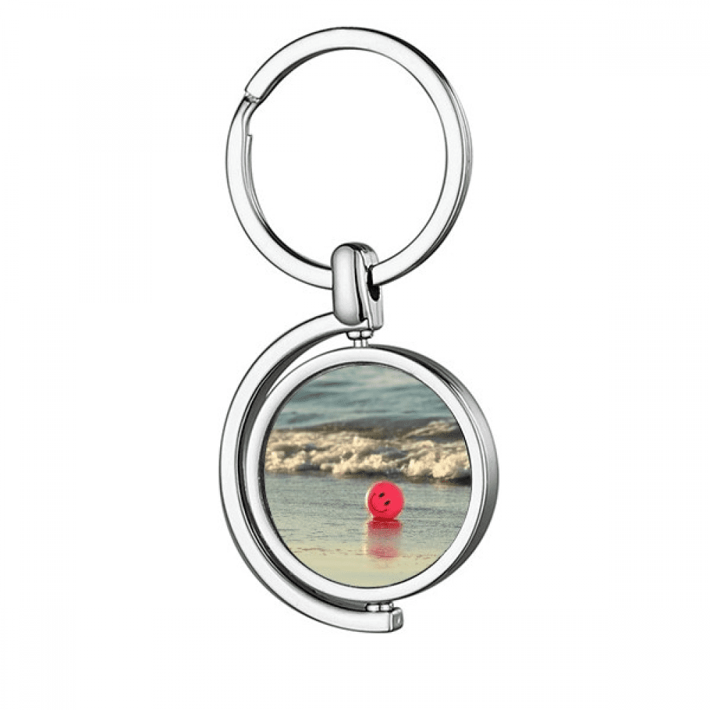 ocean sand beach sling fpicture rotating keychain metal keyring holder ...