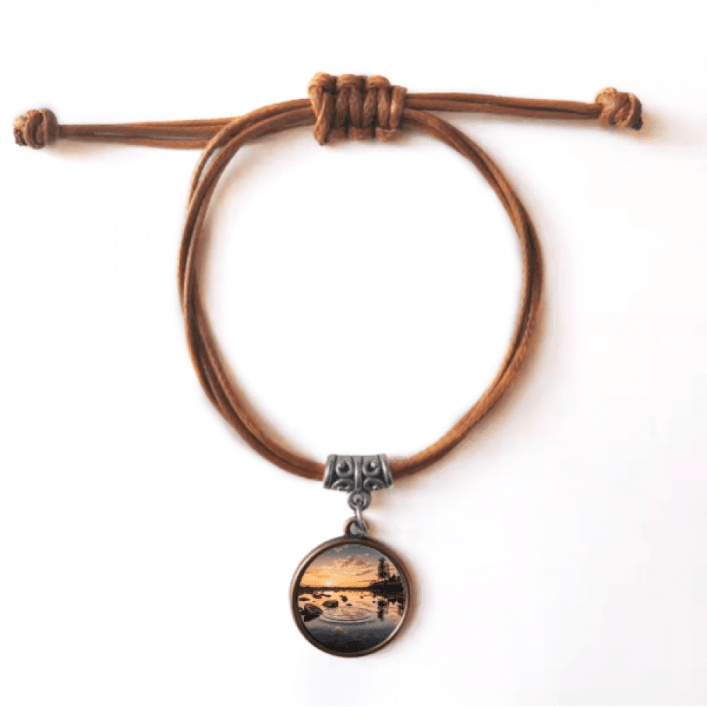ocean st water science nature bracelet leather hide wristband brown ...