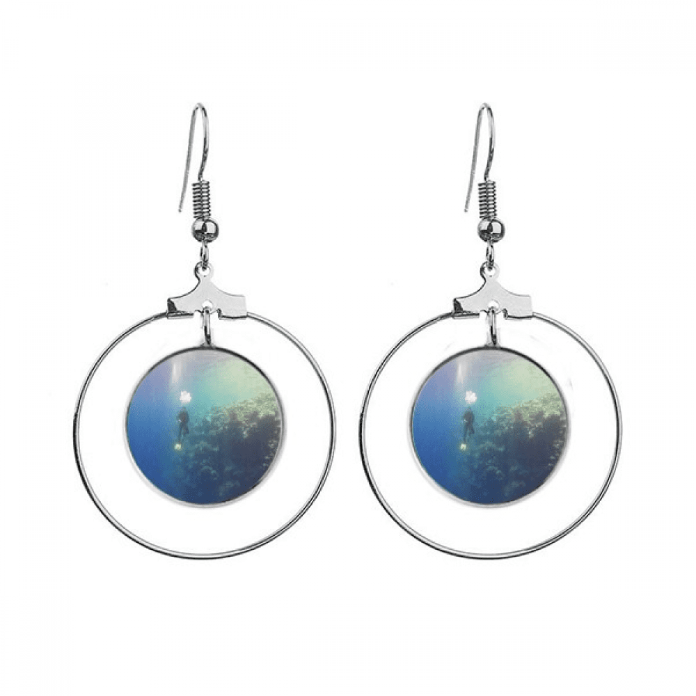 ocean water diving science nature picture earrings dangle hoop jewelry ...