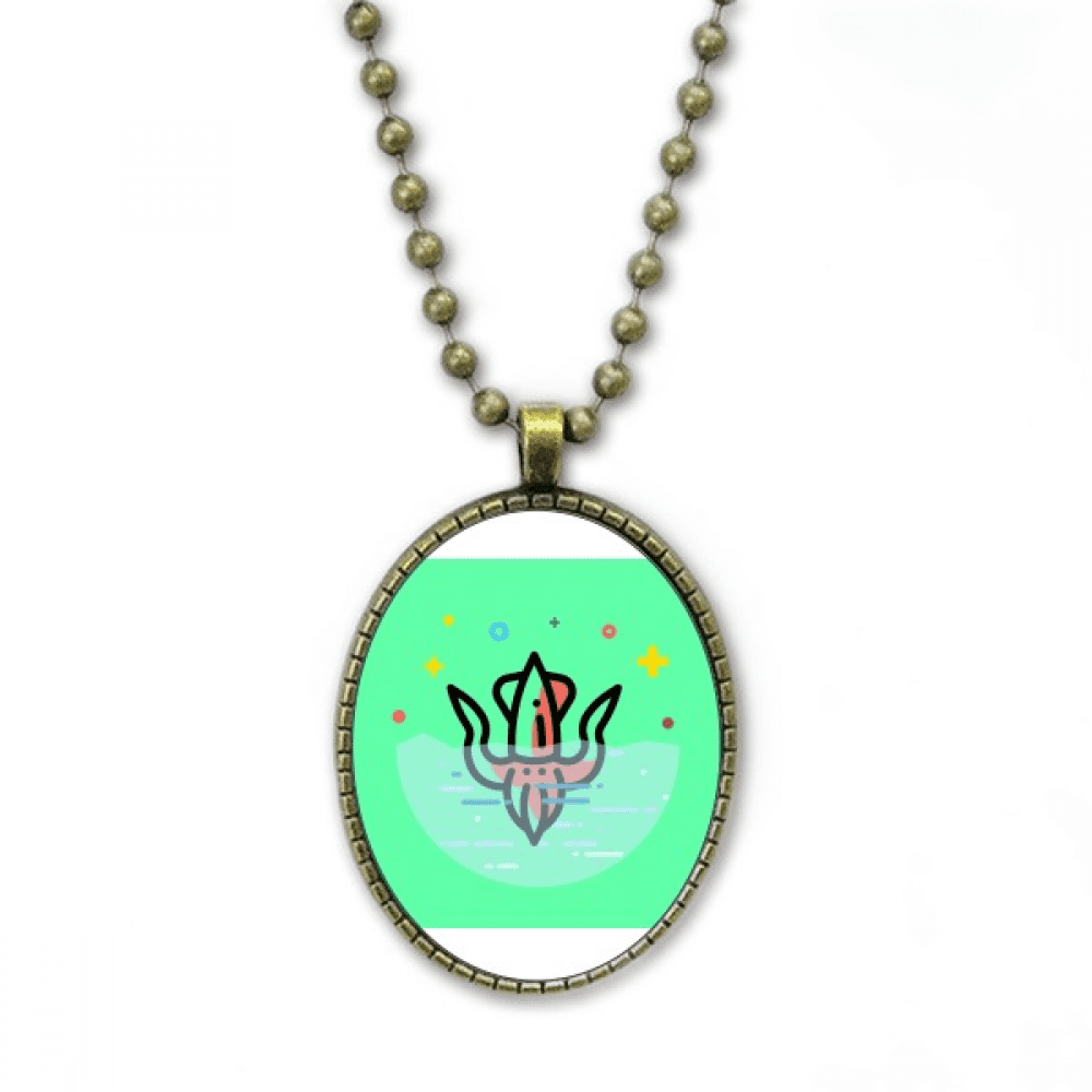 octopus mignon animation cuttlefish necklace vintage chain bead pendant ...
