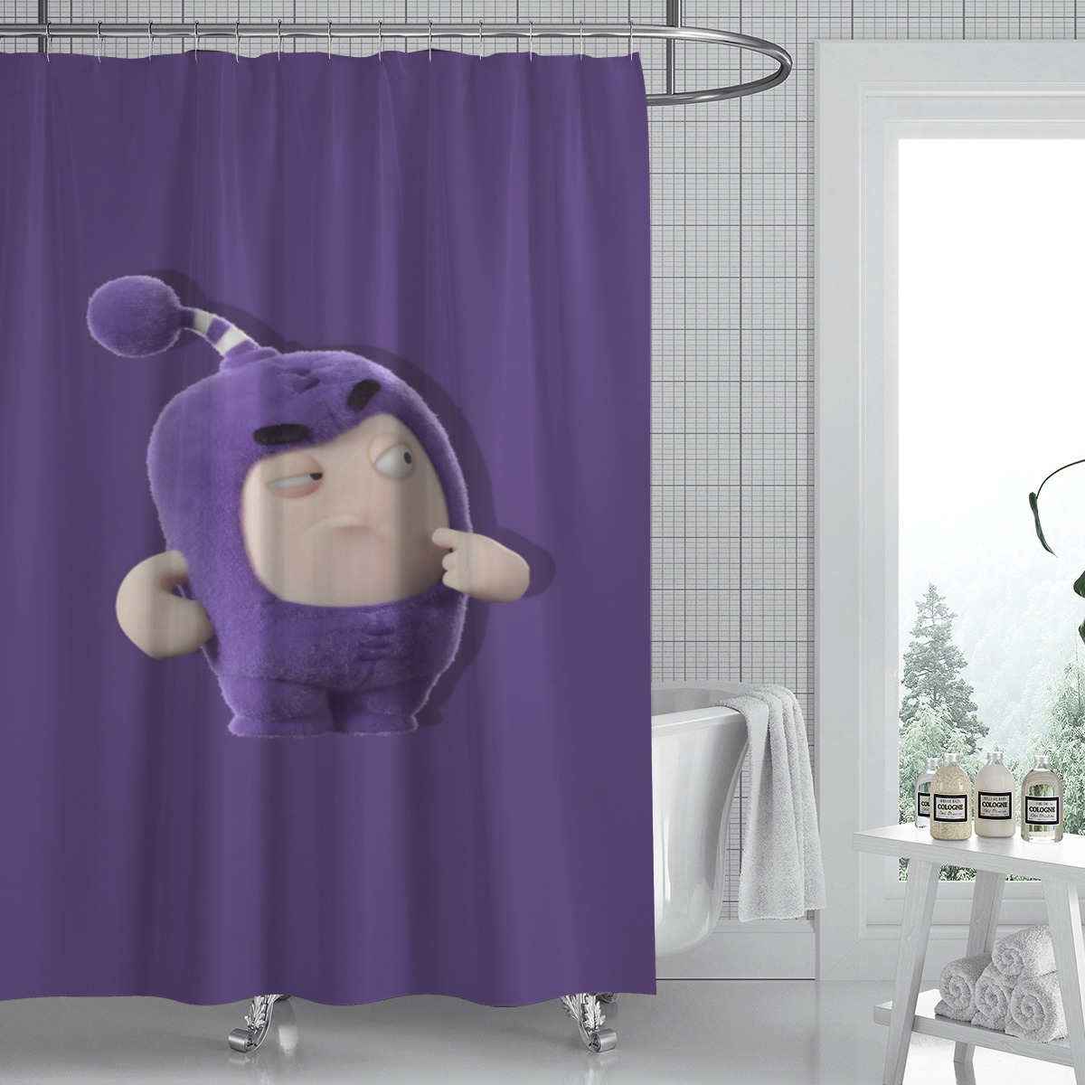 oddbods shower curtain comes with an iconic design, waterproof fabric ...