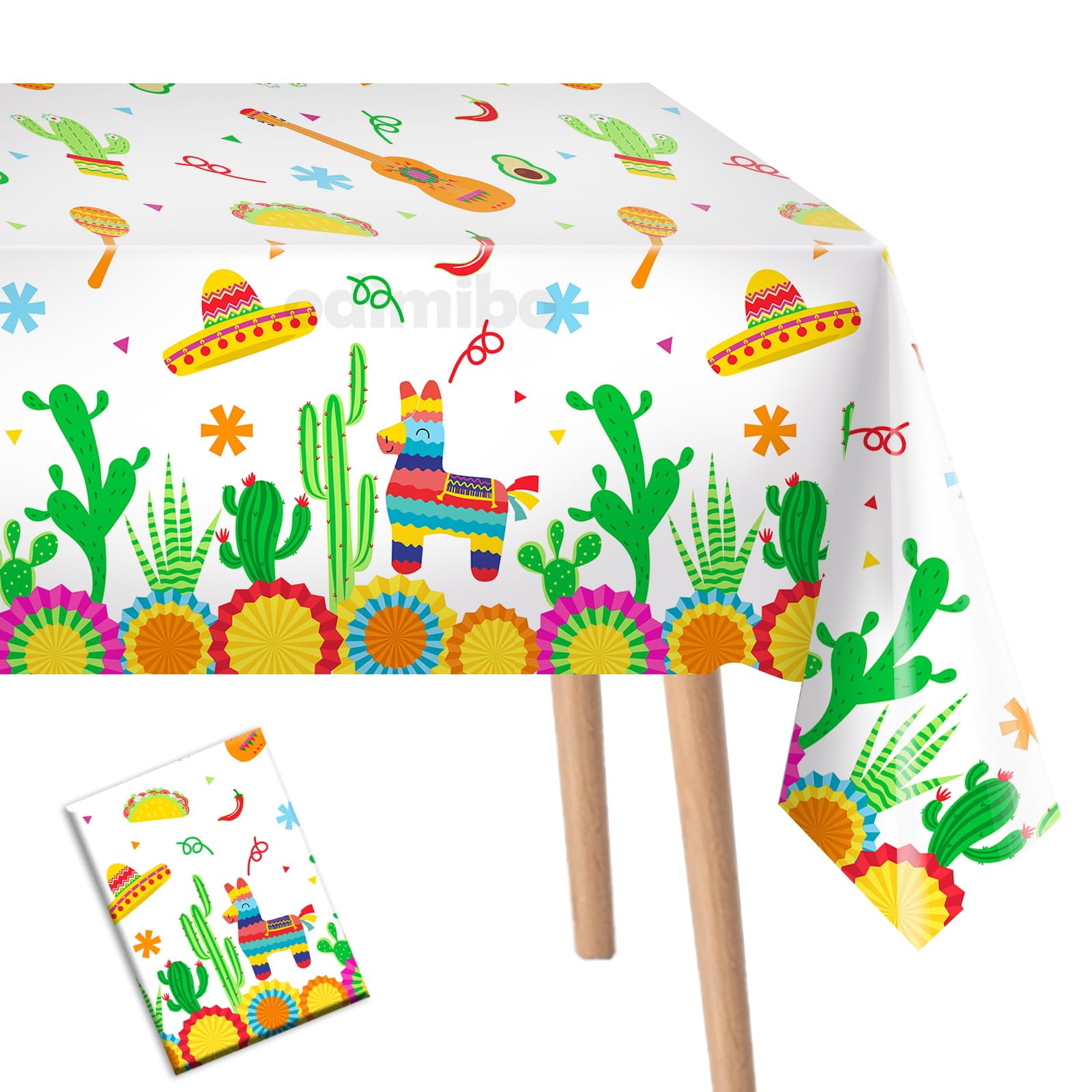 odimibo Fiesta Tablecloth Plastic ZS23 Disposable Cactus Llama Taco ...