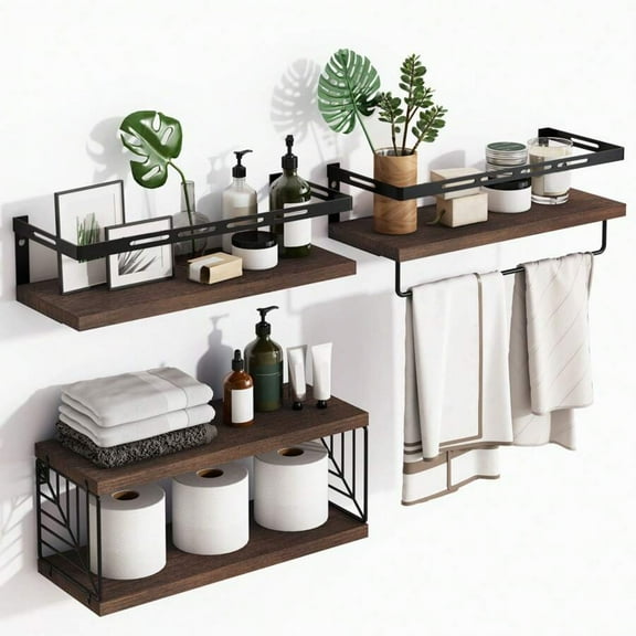 3 Tier Industrial Pipe Shelving, Floating Book Shelves for Wall ...