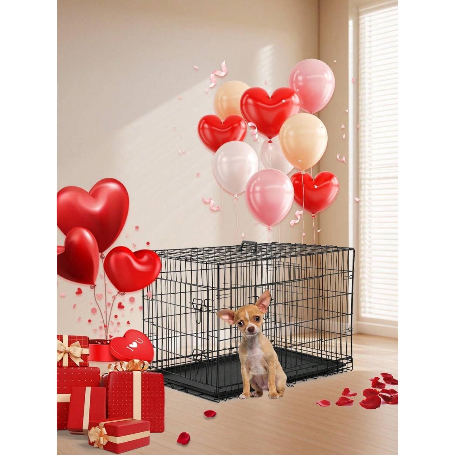 odorsTT 30" Large Dog Crate Dog Cage Dog Kennel Metal Wire Double-Door ...