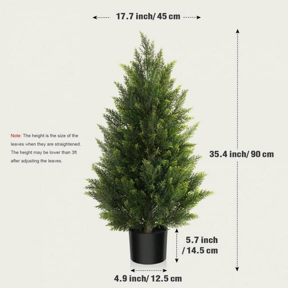 2 Pack 5FT Artificial Cedar Topiary Trees with Full Realistic Leaves ...