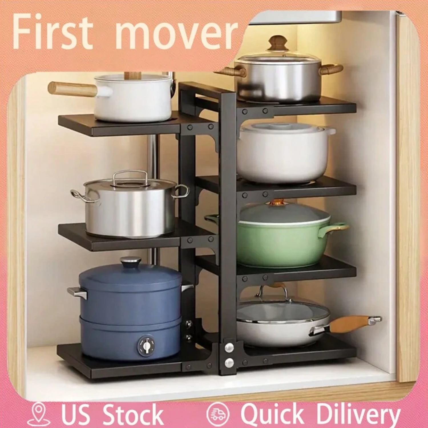 odorsTT 7-Tier Adjustable Heavy Duty Pan Organizer Rack for Cabinet ...
