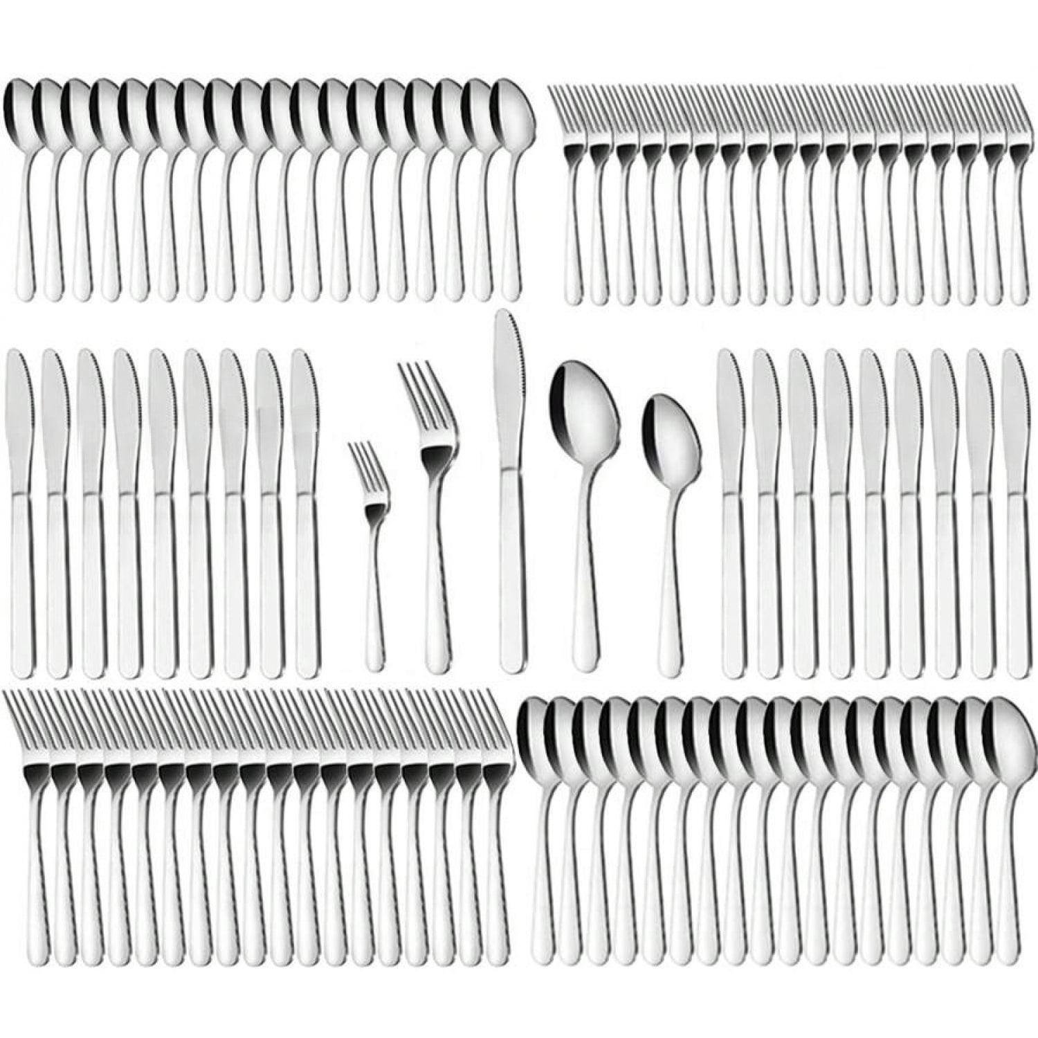 odorsTT 90pcs/Set Silver Tableware Set, 18 Pieces Silverware, Western ...