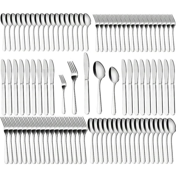 odorsTT 90pcs/Set Silver Tableware Set, 18 Pieces Silverware, Western ...