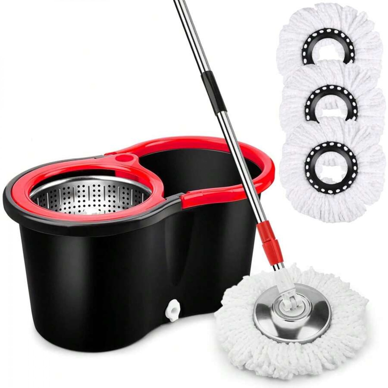 odorsTT Mop And Bucket, 360 Mop And Bucket With Wringer Set 3 Mop Heads ...