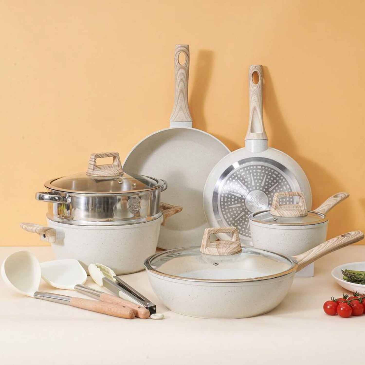 odorsTT Nonstick Cookware Set,Country Kitchen Pots and Pans Se,Cast ...