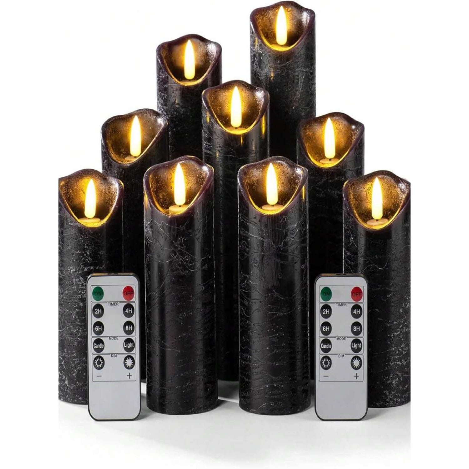 odorsTT Set Of 9 Flameless Candles Battery Operated LED Real Wax ...