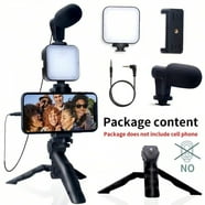 Smartphone Vlogging Kit with Tripod Phone Holder Mini Microphone LED ...