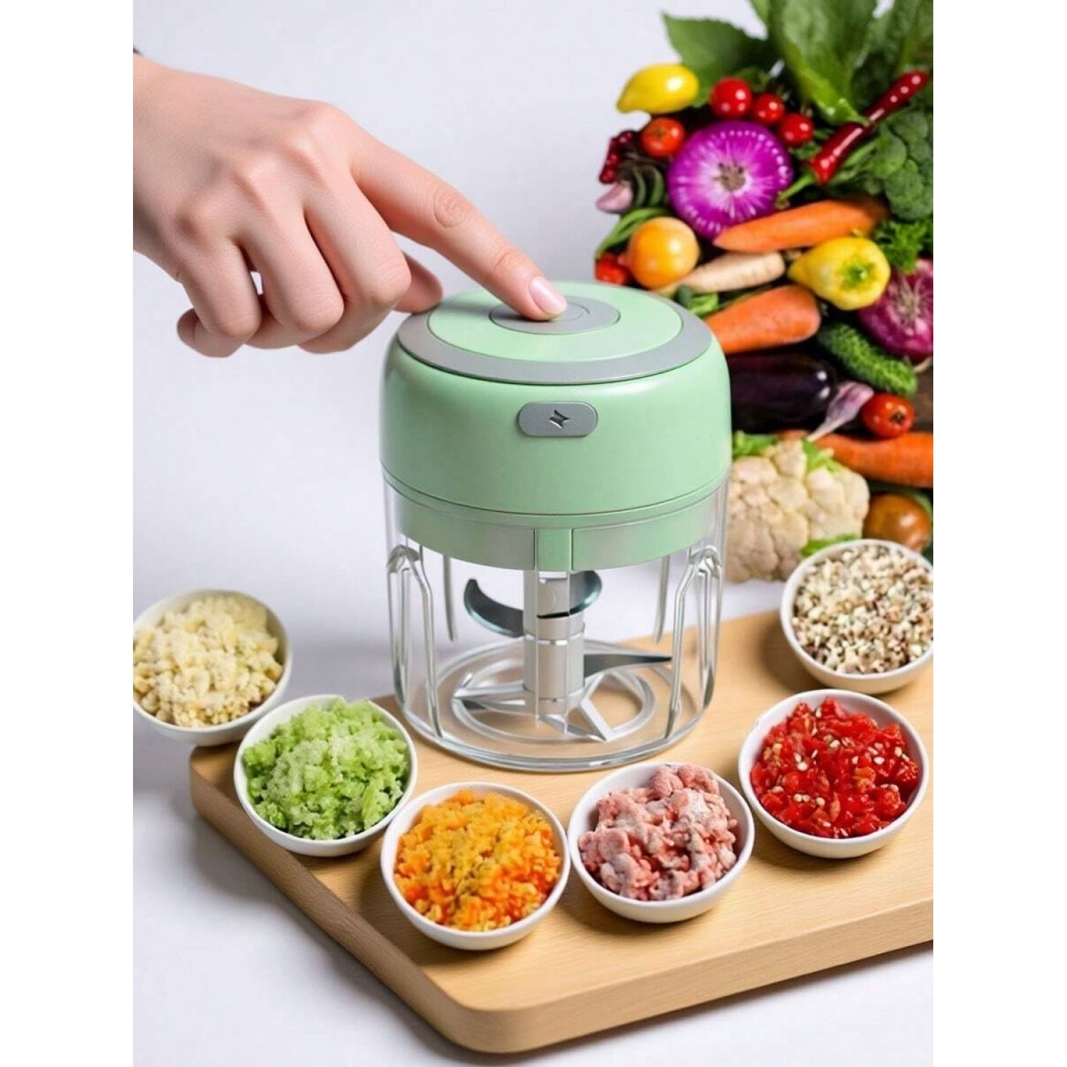 odorsTT1pcs Electric Mini Garlic Chopper, Electric Garlic Chopper Portable 250 ML Food Chopper ...