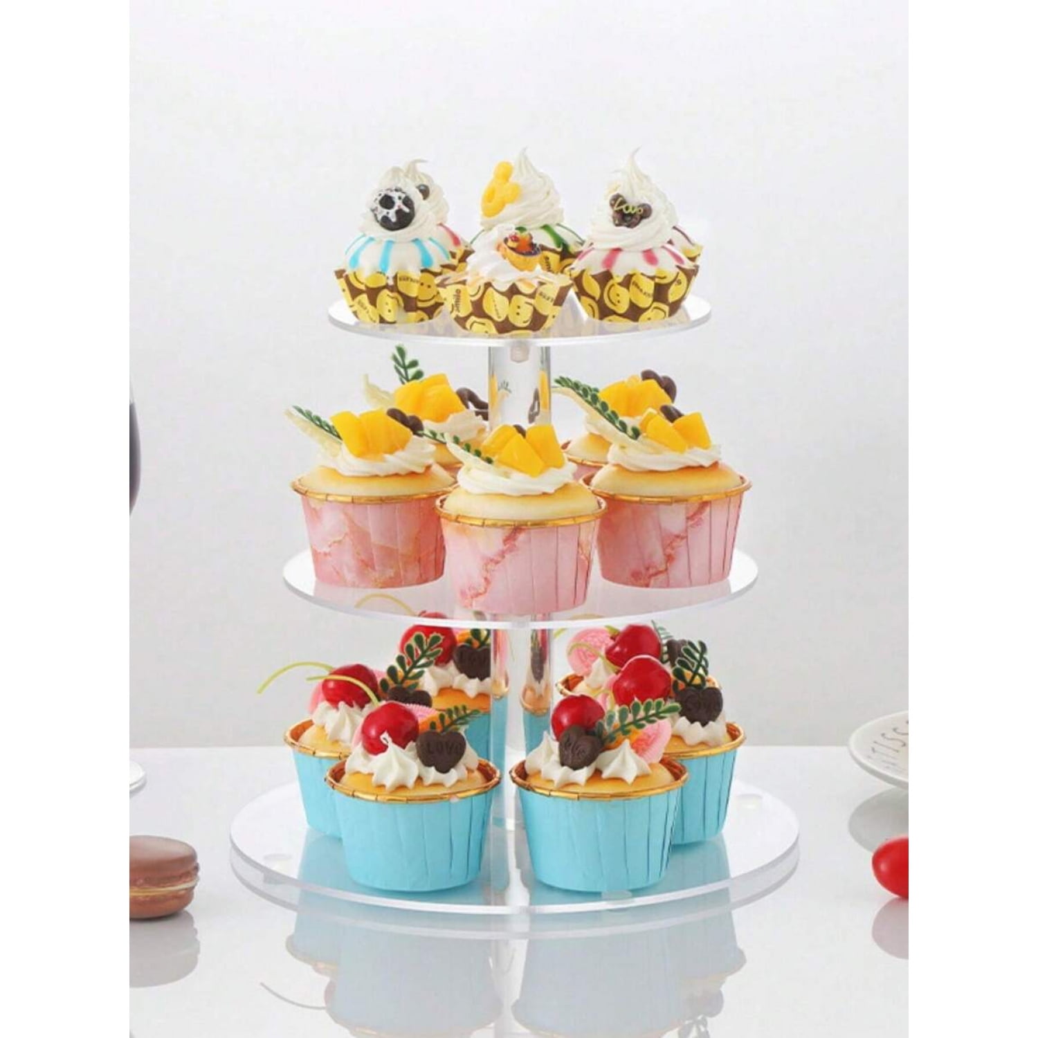 odorsTT3 Tiers Round Cupcake Stand, Multi-Tier Dessert Food Rack Cookie ...