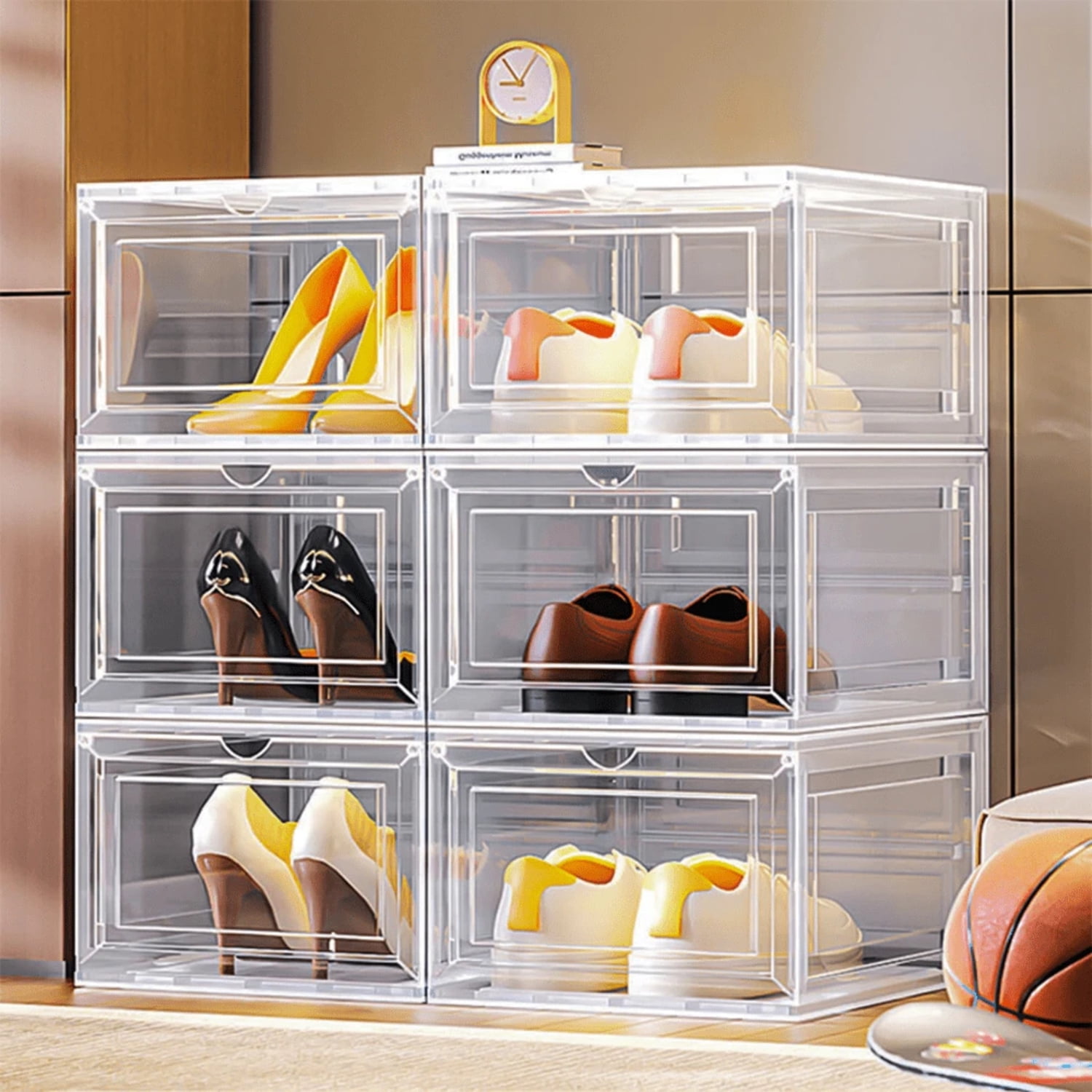 odorsTTPack Large Shoe Boxes Clear Plastic Stackable,Shoe Storage ...
