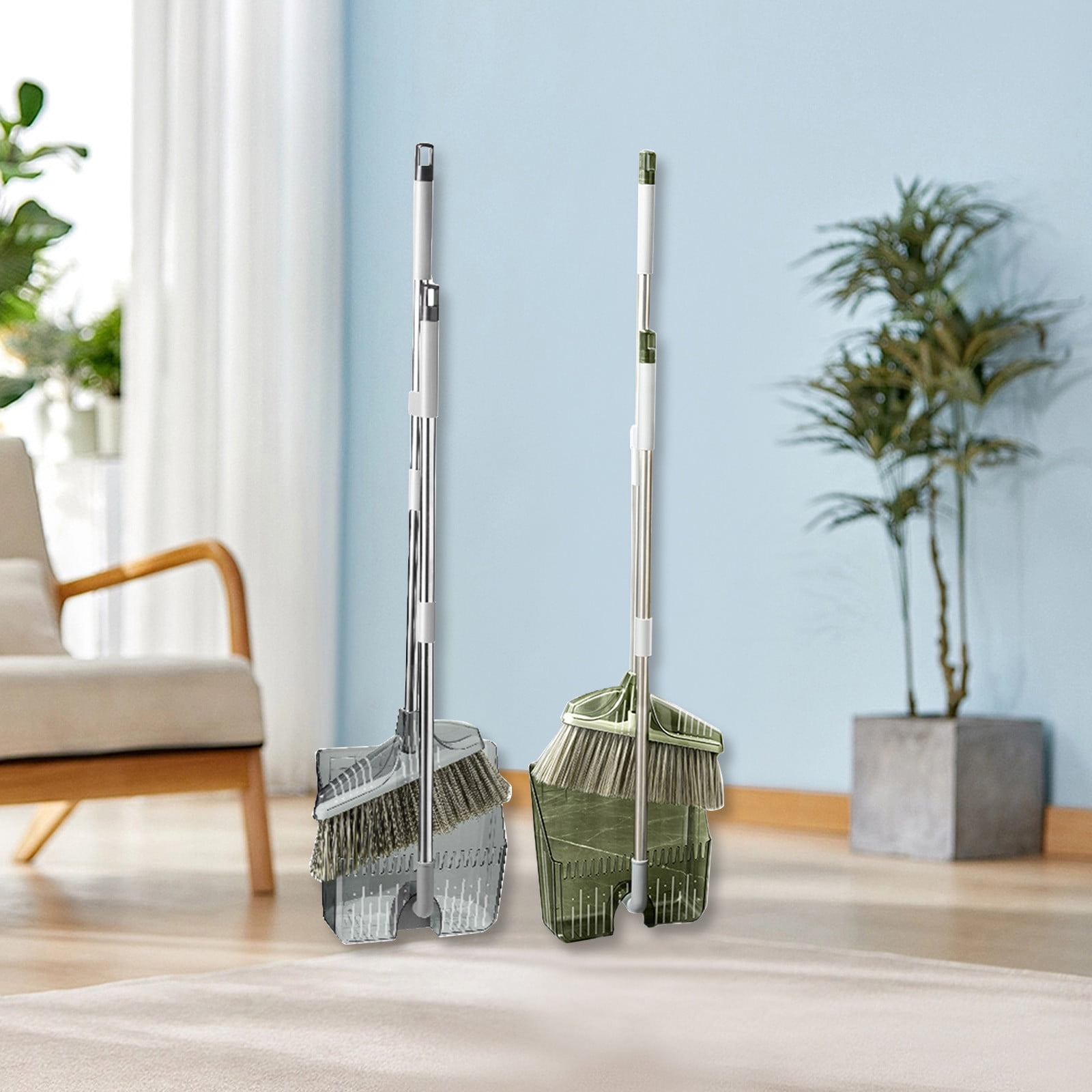 oefntac Brooms with Dustpan Set with 35.5" Long Handle for Home Kitchen Room Office Floor Use ...