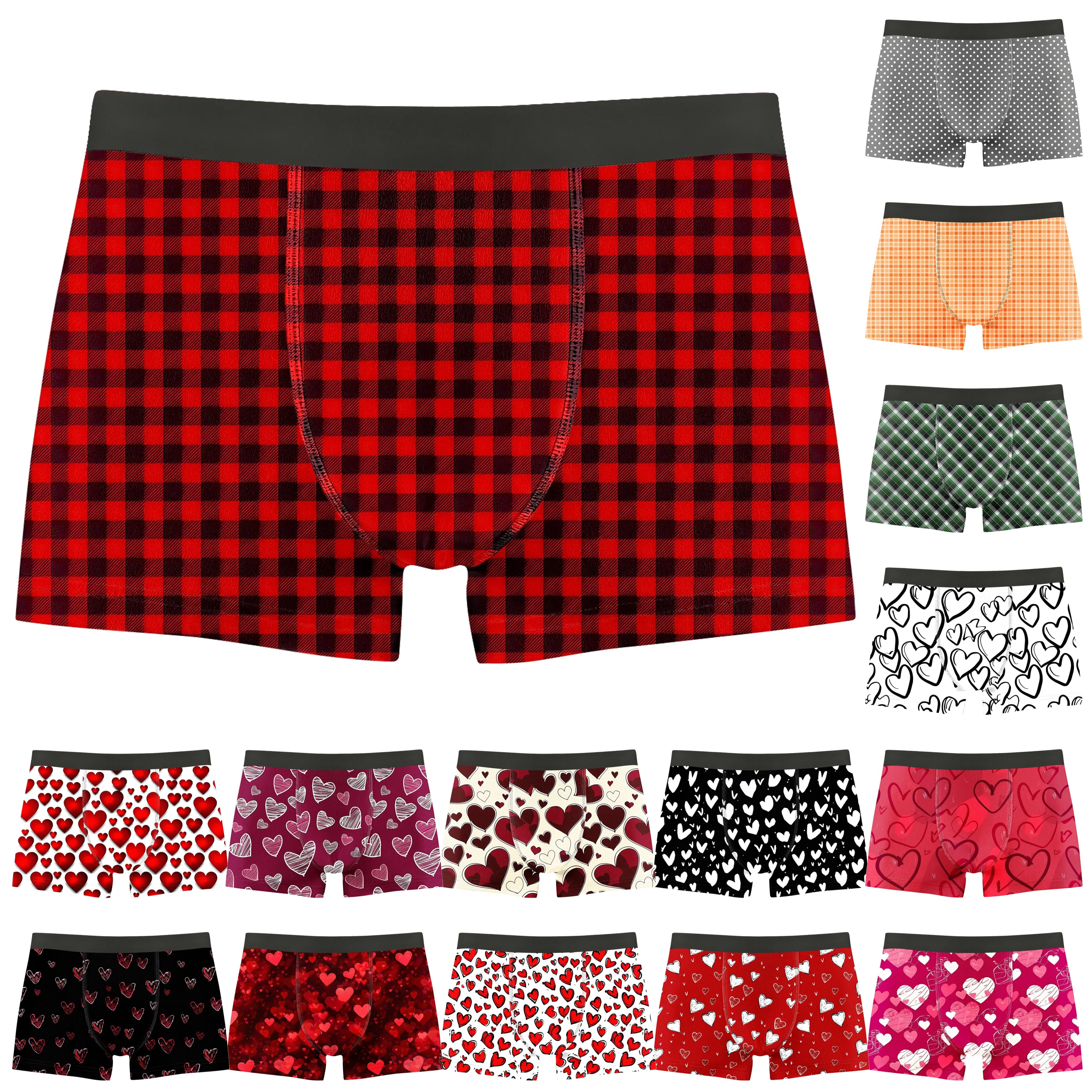 oelaio Mens Valentines Boxers Funny Novelty Printed Boxer Briefs ...