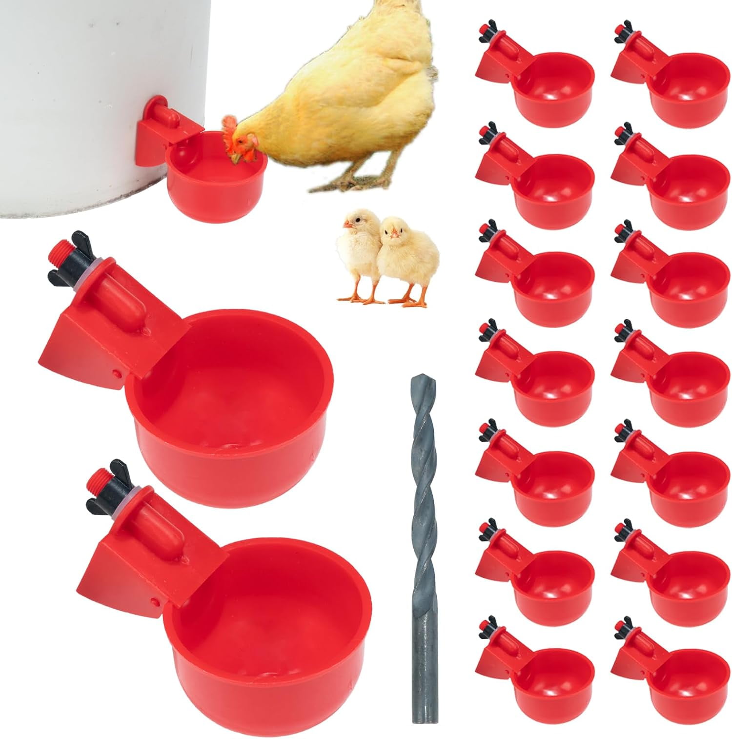 of 16 Automatic Chicken Drinkers with Drill,Chicken Water Dispenser ...