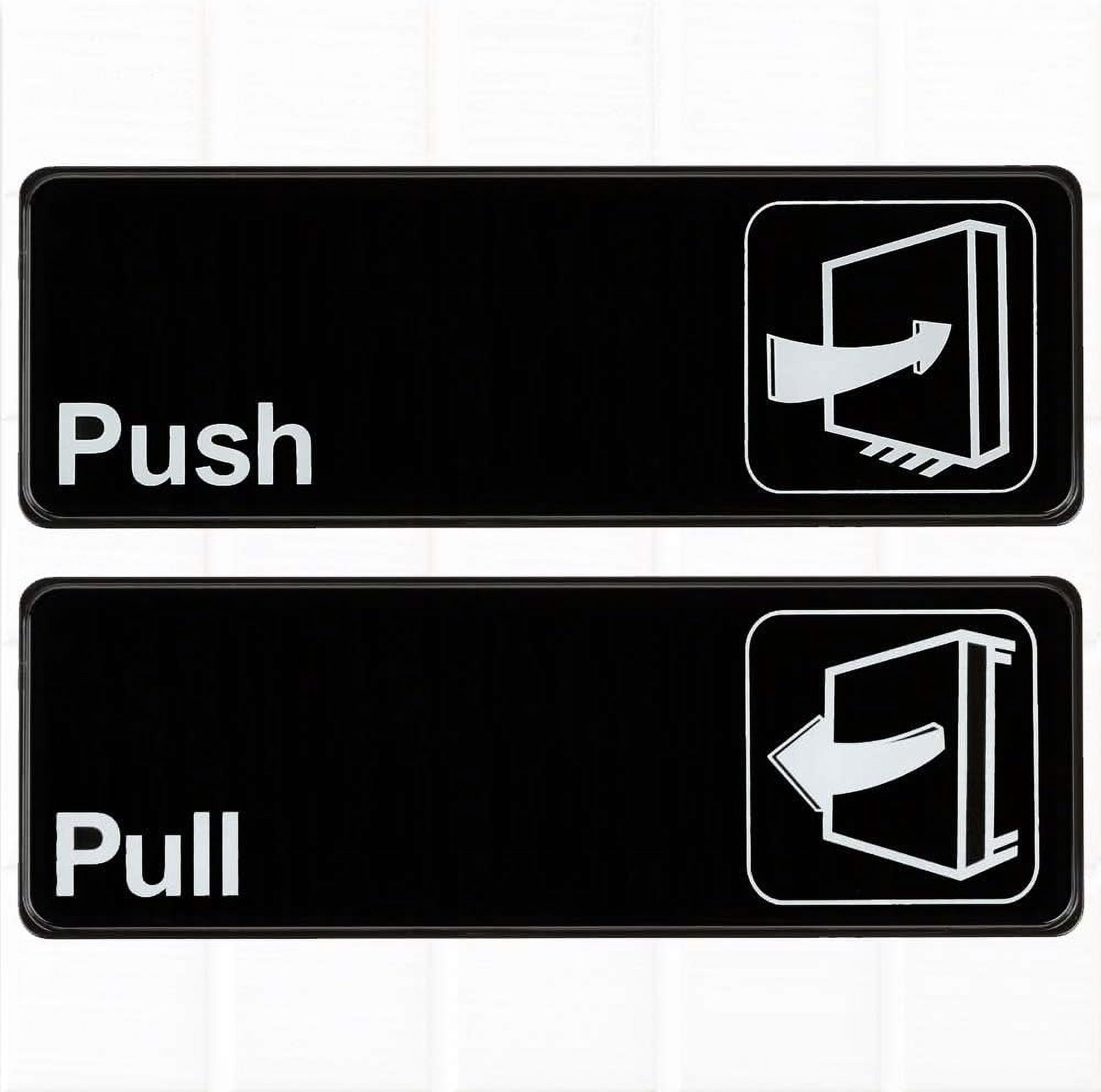 of 2) Push and Pull Signs for Door - Black and White, 9 x 3-inches Push ...
